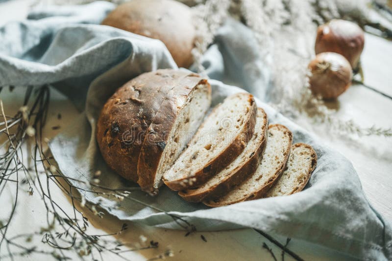Still Life of Onion White Bread Stock Image - Image of breakfast ...