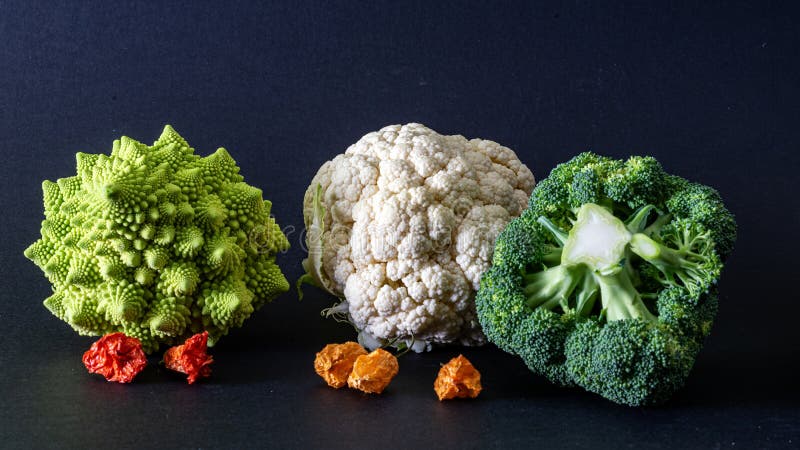 Still Life Photo with Photo of Cauliflower, Different Colors and ...
