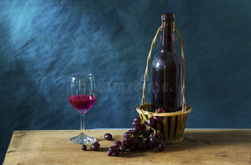 Still Life Photography with Old Red Wine Stock Photo - Image of ...