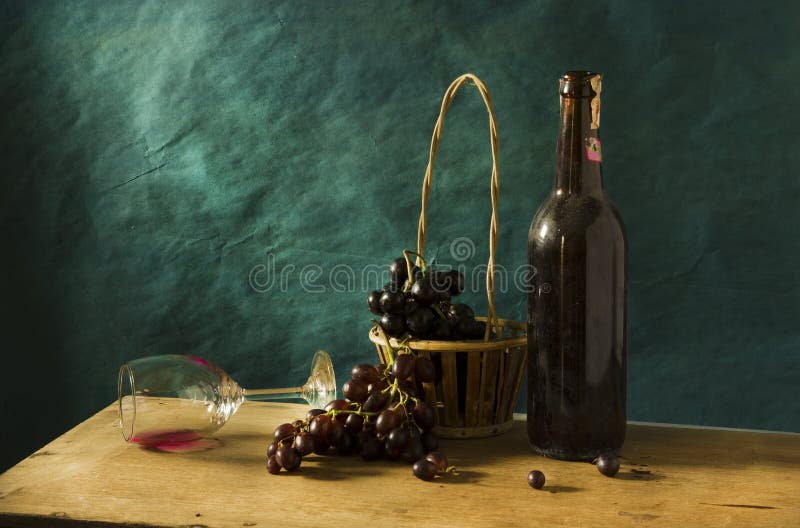 Still Life Photography with Old Red Wine Stock Image - Image of ...
