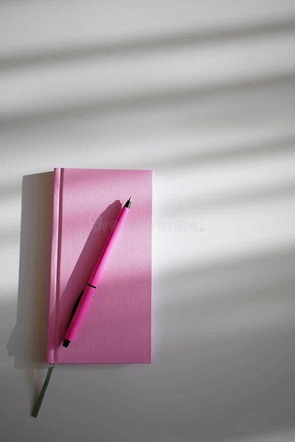 Still Life with Pink Notebook and Ballpen Stock Image - Image of ...