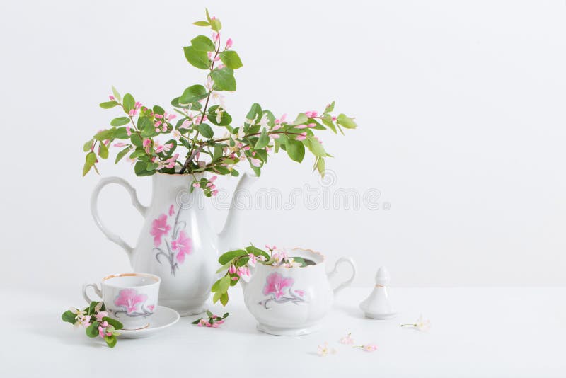 Still Life with Pink Spring Flowers Stock Image - Image of nature, home ...