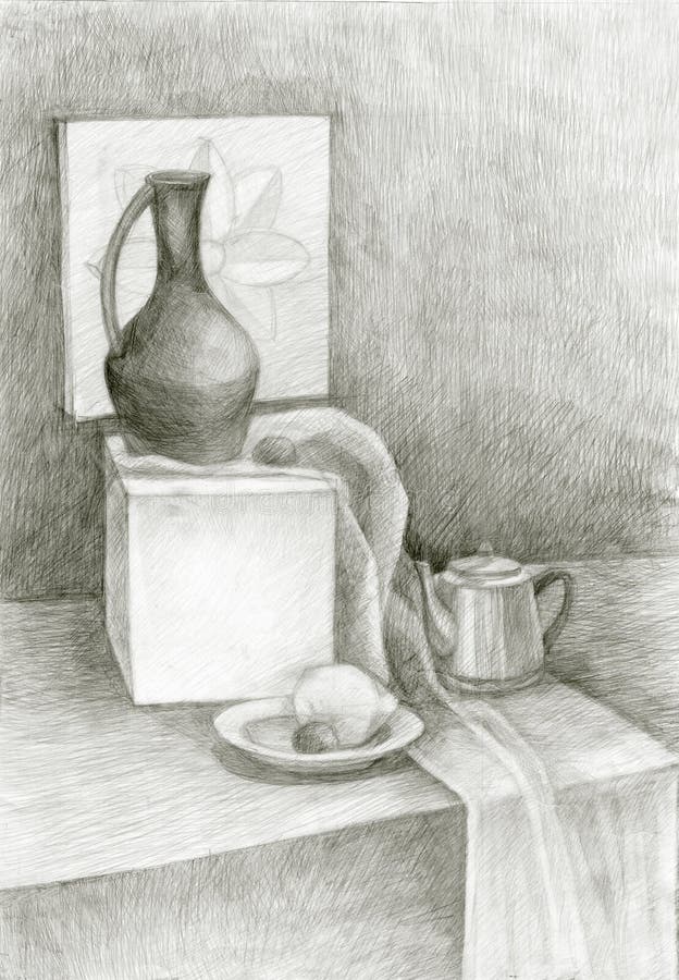 Still Life Pencil Drawing Stock Illustrations – 1,303 Still Life Pencil ...