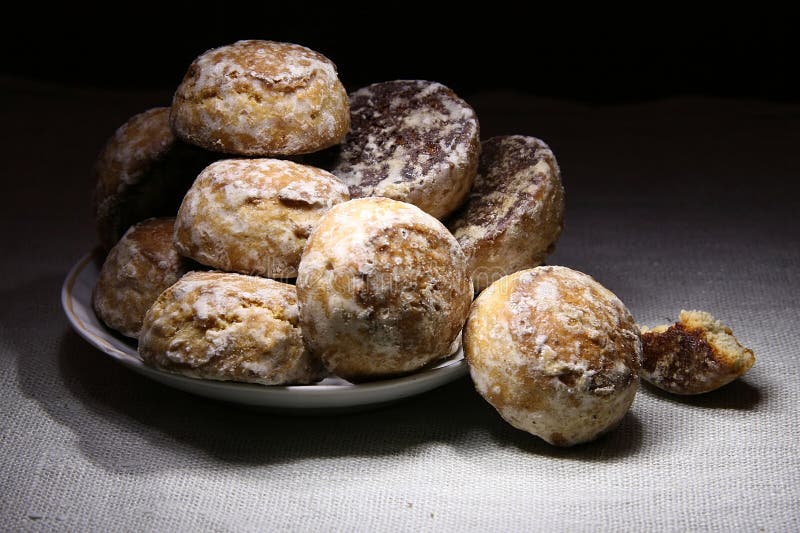 Still Life with a Plate of Gingerbread Stock Image - Image of ...
