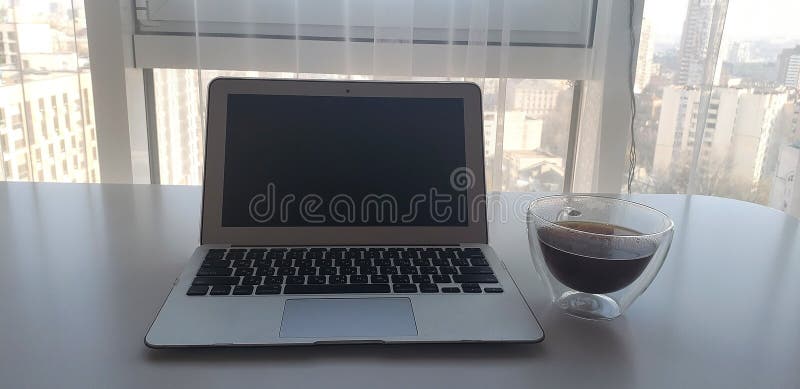 Still-life Portrait of Grey Computer with Black Buttons, Coffee Mug on ...