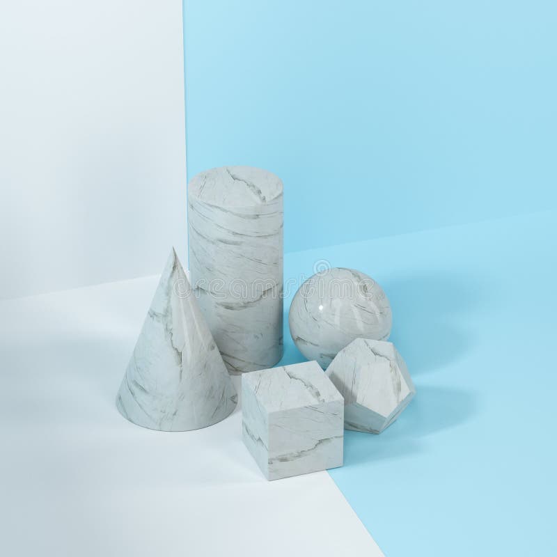 Still Life Presentation of Geometric Objects, 3d Rendering Stock ...