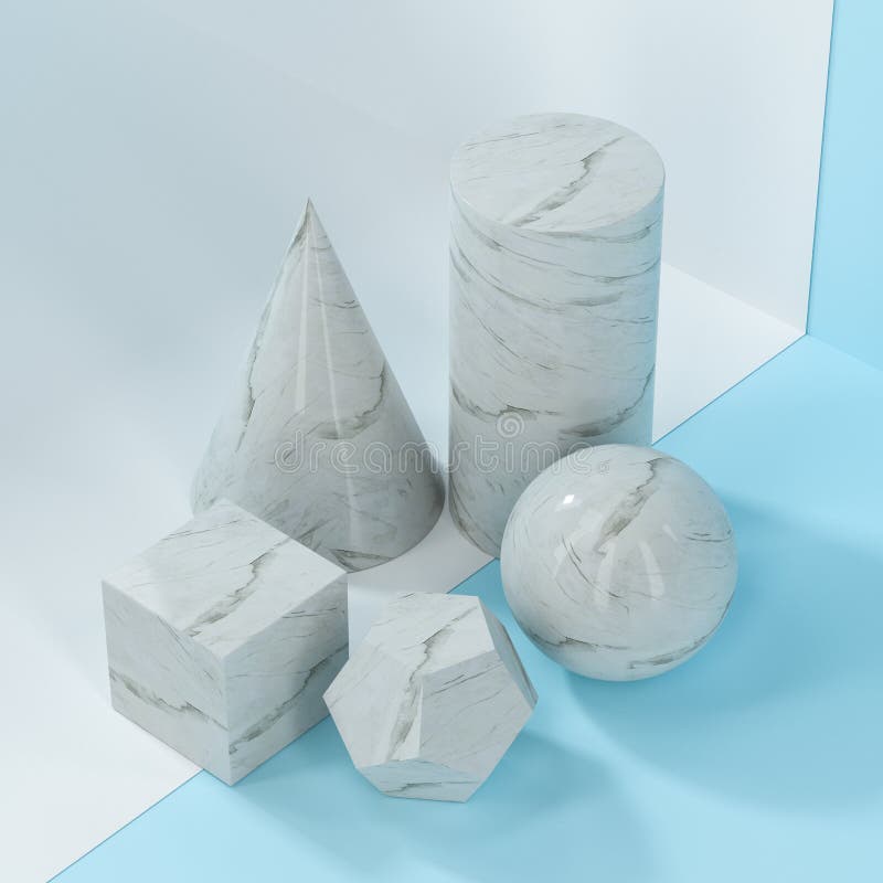 Still Life Presentation of Geometric Objects, 3d Rendering Stock ...