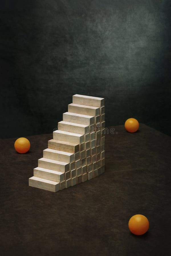 Still Life with a Pyramid Figure and Balls Stock Photo - Image of light ...