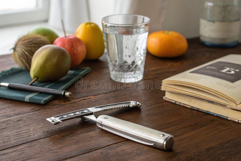 Still Life with Razor Blade Stock Illustration - Illustration of dark ...