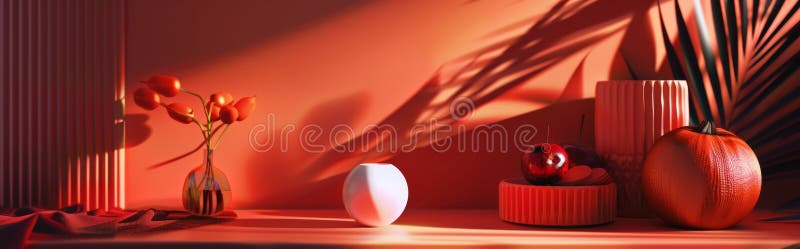 Still Life with Red Fruits and Objects Stock Photo - Image of fruits ...