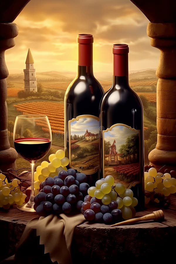 Still Life with Red Wine and Grapes. High Resolution. Stock ...