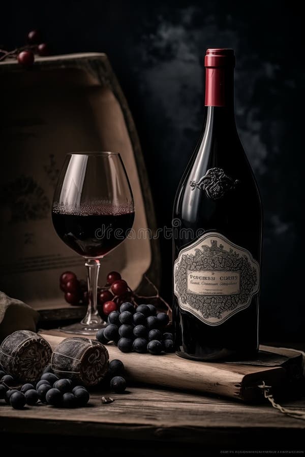 Still Life with Red Wine and Grapes. High Resolution. Stock ...