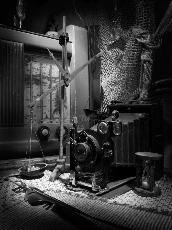 Still Life with a Retro Camera Stock Photo - Image of closeup, night ...