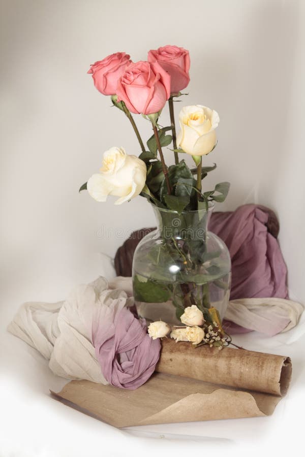 Still life with roses stock photo. Image of nature, scroll - 22213414