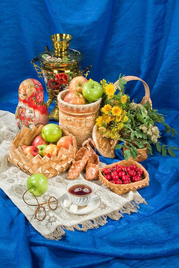 Still Life in Russian Country Style Stock Image - Image of basket, life ...