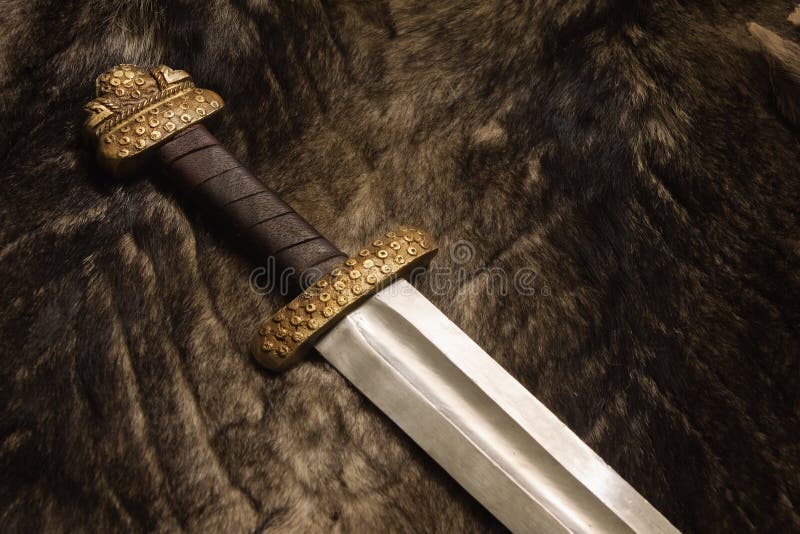 Still Life with Scandinavian Sword on a Fur Stock Photo - Image of ...