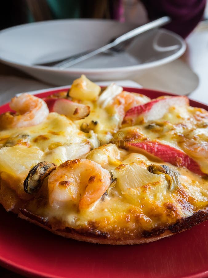Still-life Seafood Pizza at Italian Restaurant. Stock Photo - Image of ...
