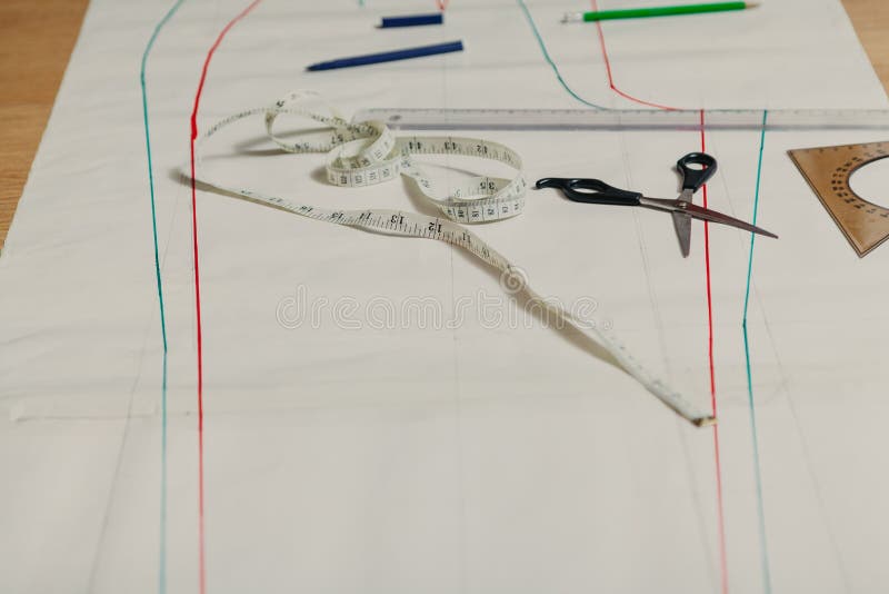 Designer Tools are on Paper Pattern Stock Photo - Image of element ...