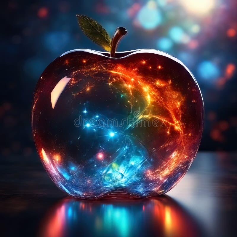 Shining Celestial Glass Apple with a Galaxies Inside Stock Illustration ...
