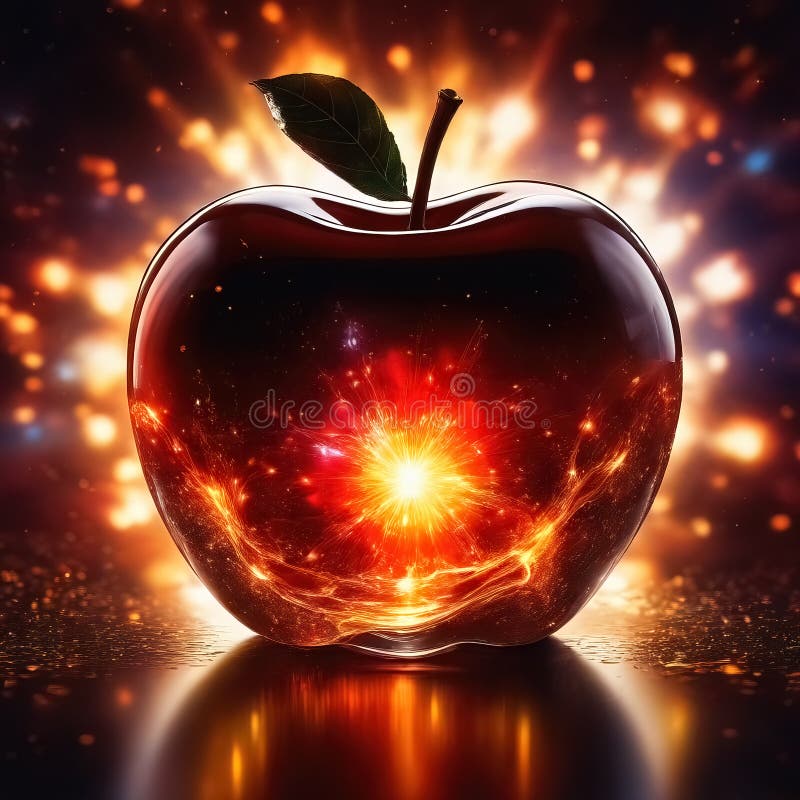 Shining Celestial Glass Apple with a Galaxies Inside Stock Illustration ...