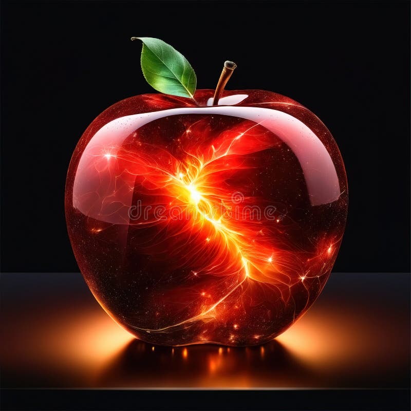 Shining Celestial Glass Apple with a Galaxies Inside Stock Illustration ...