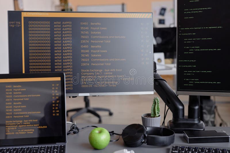 Computer Screens Showing Lines of Code Stock Image - Image of office, screen: 338015957
