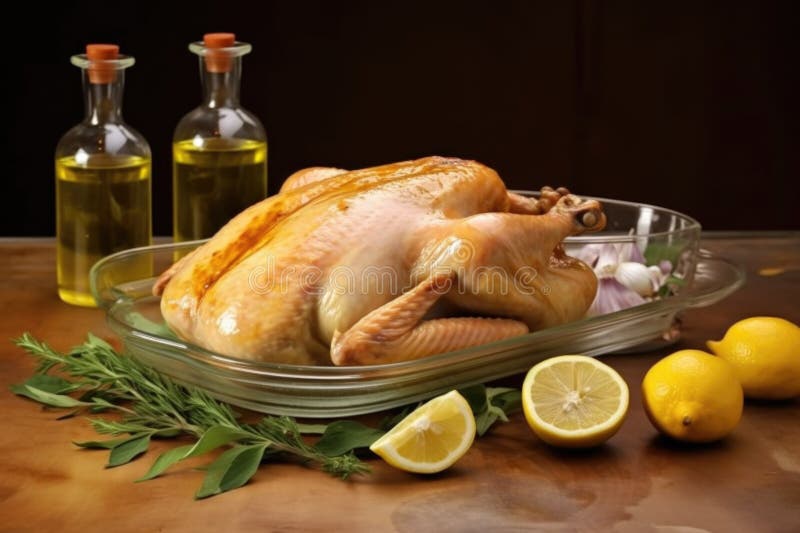 Still Life Shot of Uncooked Marinated Turkey on a Kitchen Counter Stock ...