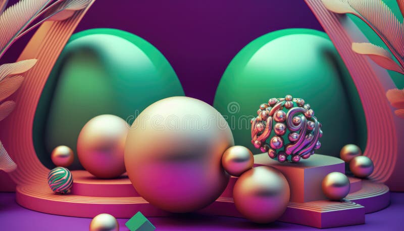 Still Life of Spherical Objects of Decoration Stock Illustration ...