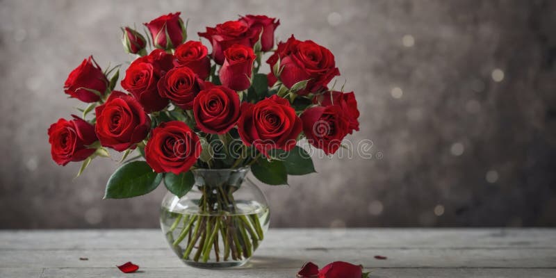 Still Life with Splendid Bouquet of Red Roses. Stock Illustration ...