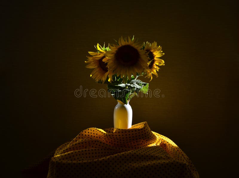 Still life with sunflowers stock photo. Image of bouquet - 232472004