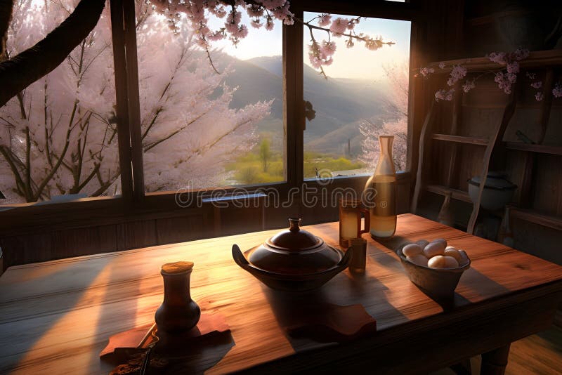 Still Life on a Table in the Garden. Neural Network AI Generated Stock ...