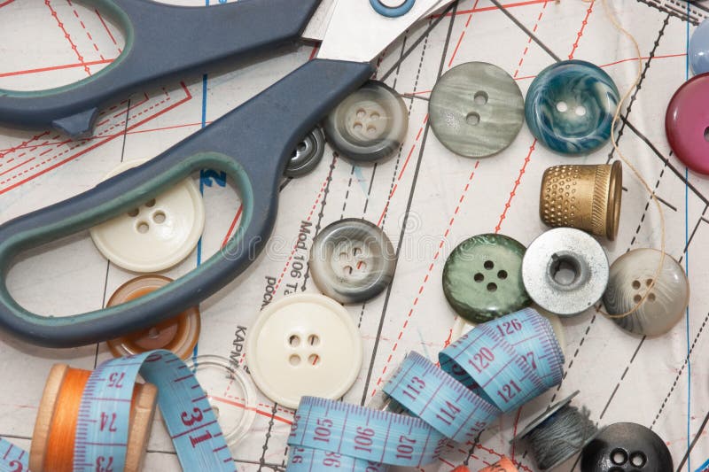 Various Sewing Accessories in the Scheme Stock Photo - Image of closeup ...