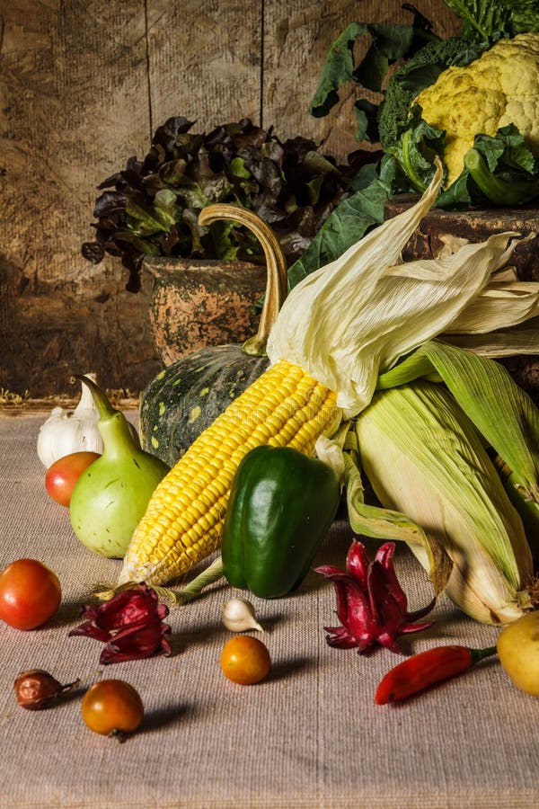 Still Life Vegetables, Herbs and Fruit. Stock Image - Image of diet ...
