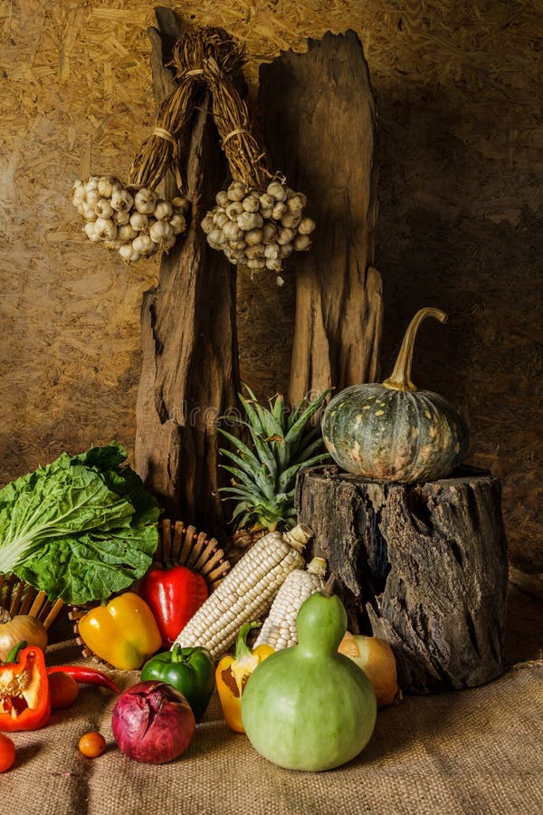 Still Life Vegetables, Herbs and Fruits. Stock Photo - Image of organic ...