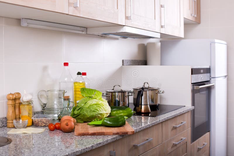 Still Life with Vegetables in Kitchen Stock Photo - Image of interior ...