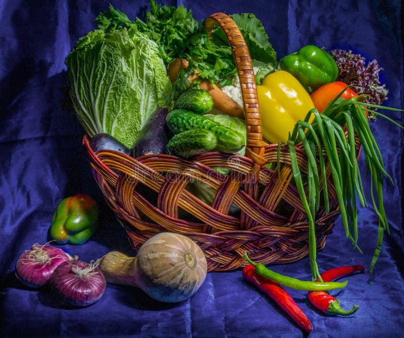 Still Life of Vegetables on a Table Stock Photo - Image of freshness ...