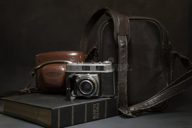 Still Life of Vintage Camera and Bag Stock Image - Image of camera ...
