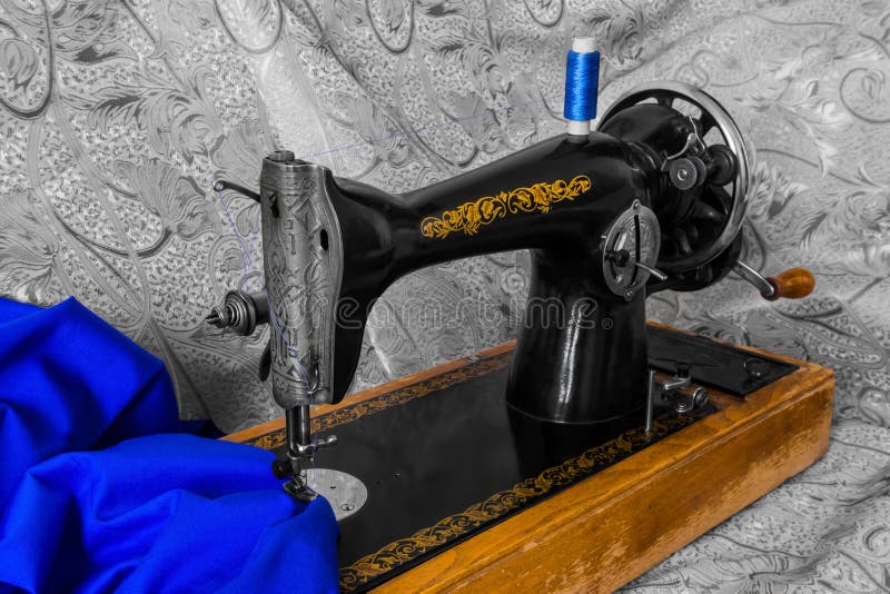 Still Life with Vintage Sewing Machine Stock Photo - Image of ...