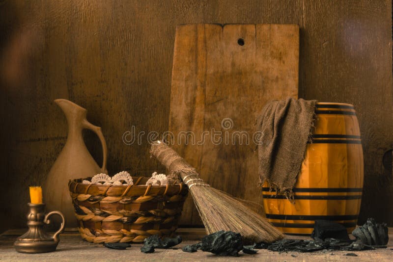 Still Life with Vintage Tools for Cleaning Stock Image - Image of ...