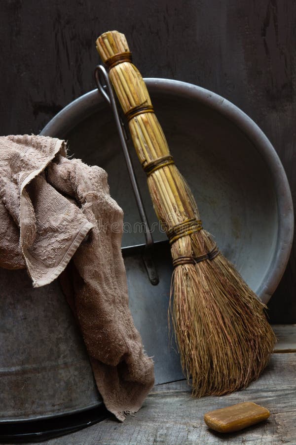 Still Life with Vintage Tools for Cleaning Stock Photo - Image of still ...