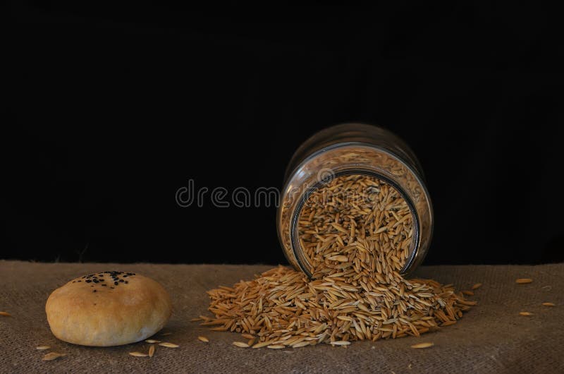 Still Life in Warm Light with Grains and Jar Stock Photo - Image of ...