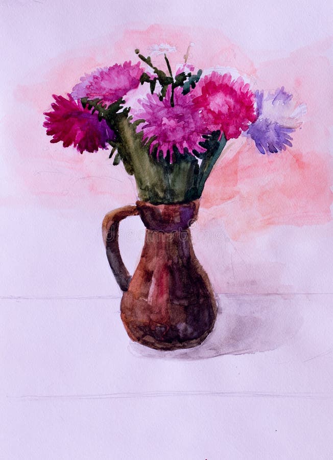 Still Life, Watercolor Drawing Stock Illustration - Illustration of ...