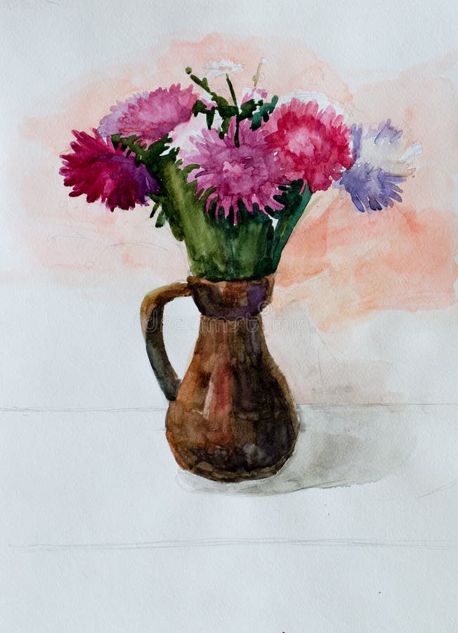 Still Life, Watercolor Drawing Stock Illustration - Illustration of ...