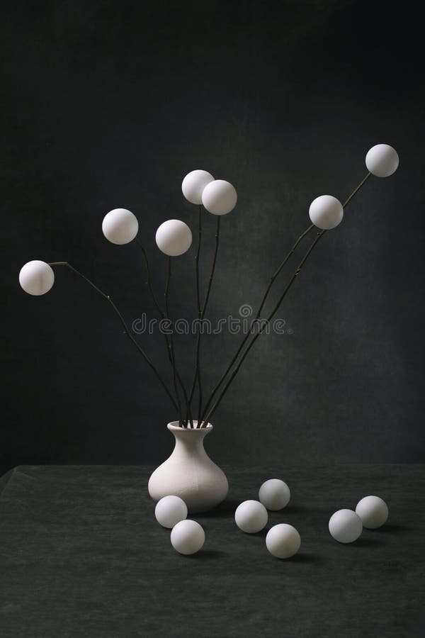 Still Life with White Balls in a White Vase Stock Image - Image of ...