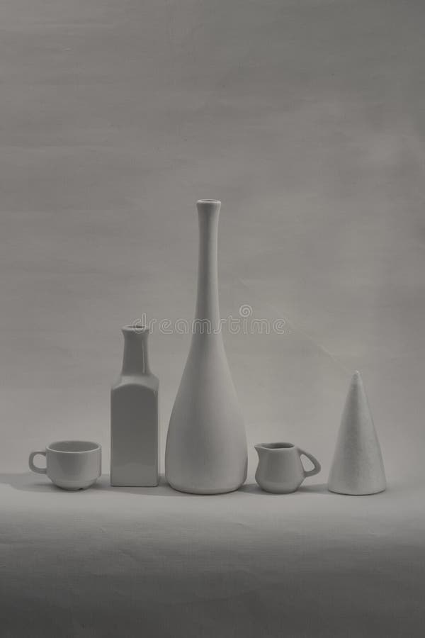 Still Life with White Objects Stock Image - Image of shape, bottle ...