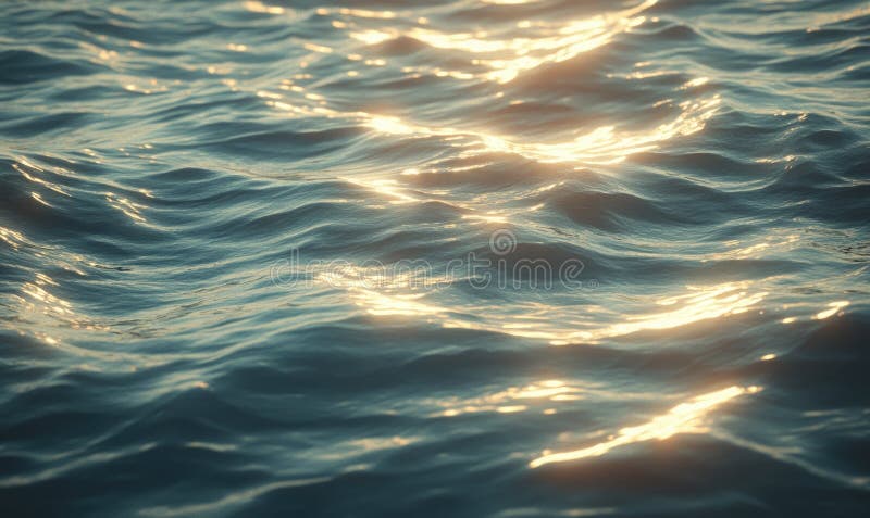 Ocean Surface with Gentle Waves, Sunlight Sparkling on the Water Stock ...