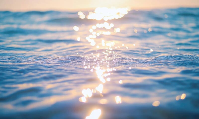 Still Ocean Surface with Tiny Waves, Soft Shimmer from the Sunlight ...