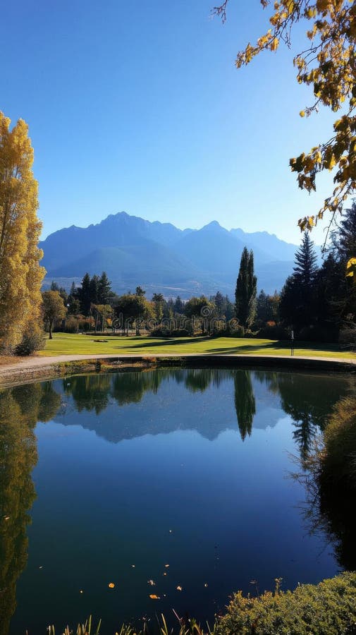 Still Pond Reflects Mountains and Sky with Serene Scenery in Nature ...
