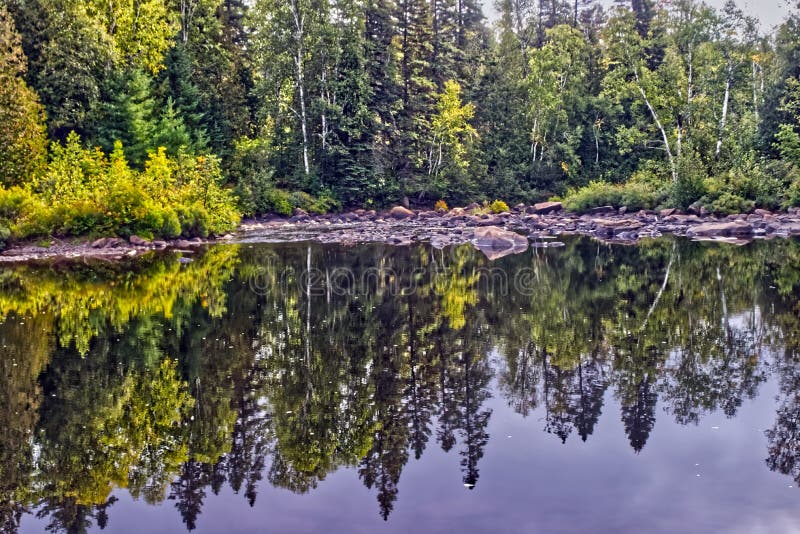 Still Reflecting Current River, , Thunder Bay, on, Canada Stock Photo ...