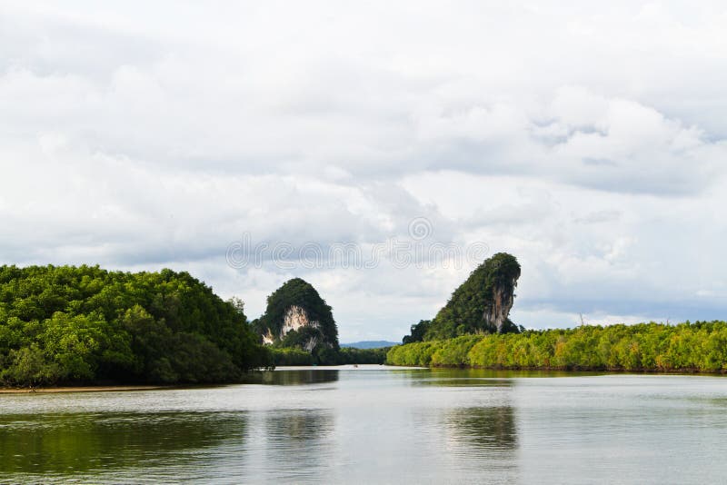 Still River with Amazing Rock Mountain Stock Image - Image of backdrop ...